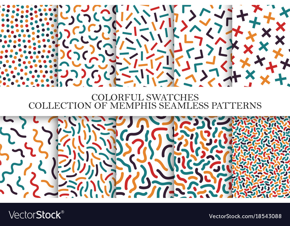 Collection of bright colorful seamless patterns Vector Image