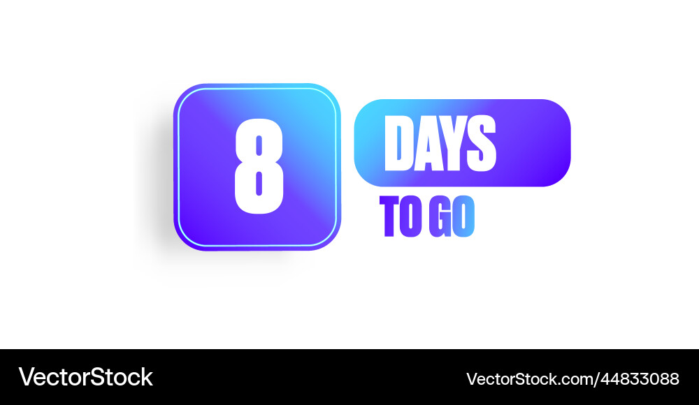 Eight days to go countdown blue horizontal banner Vector Image