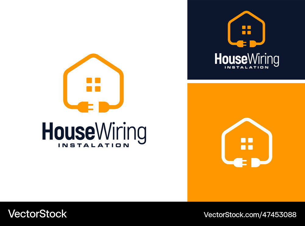 Electric plug wire cable house wiring home logo Vector Image