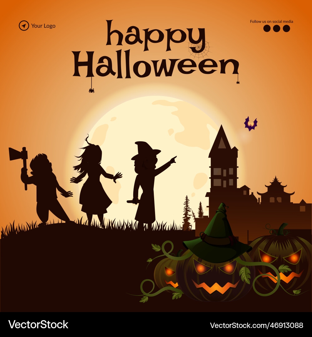Happy halloween banner design template Royalty Free Vector