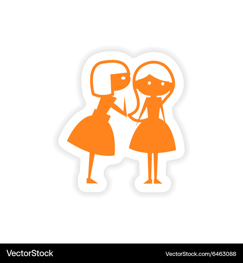 Icon sticker realistic design on paper girlfriend Vector Image