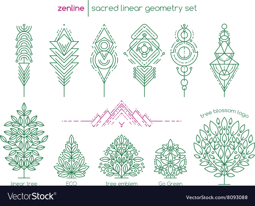 Linear abstract emblems Royalty Free Vector Image