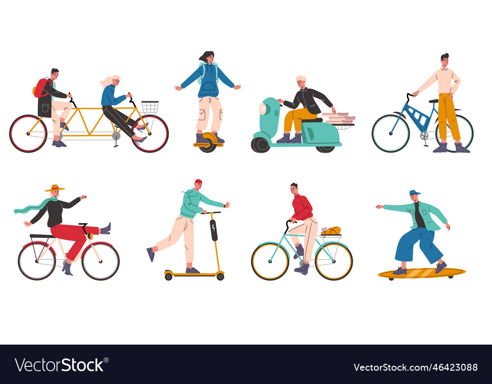 People ride electric city transport drivers Vector Image
