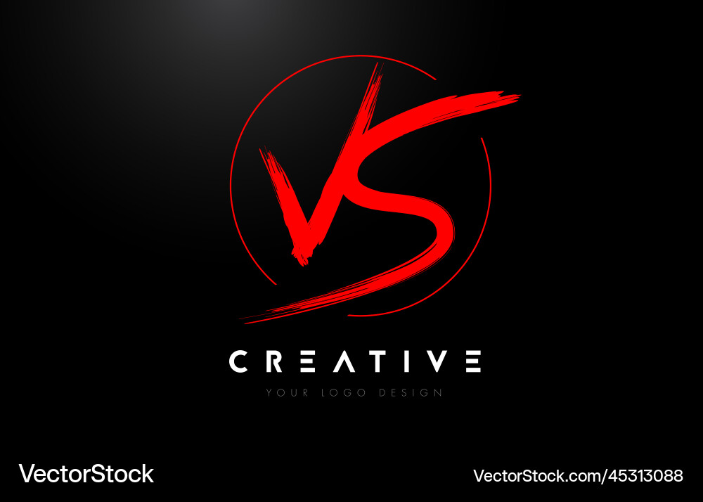 Red vs brush letter logo design artistic Vector Image