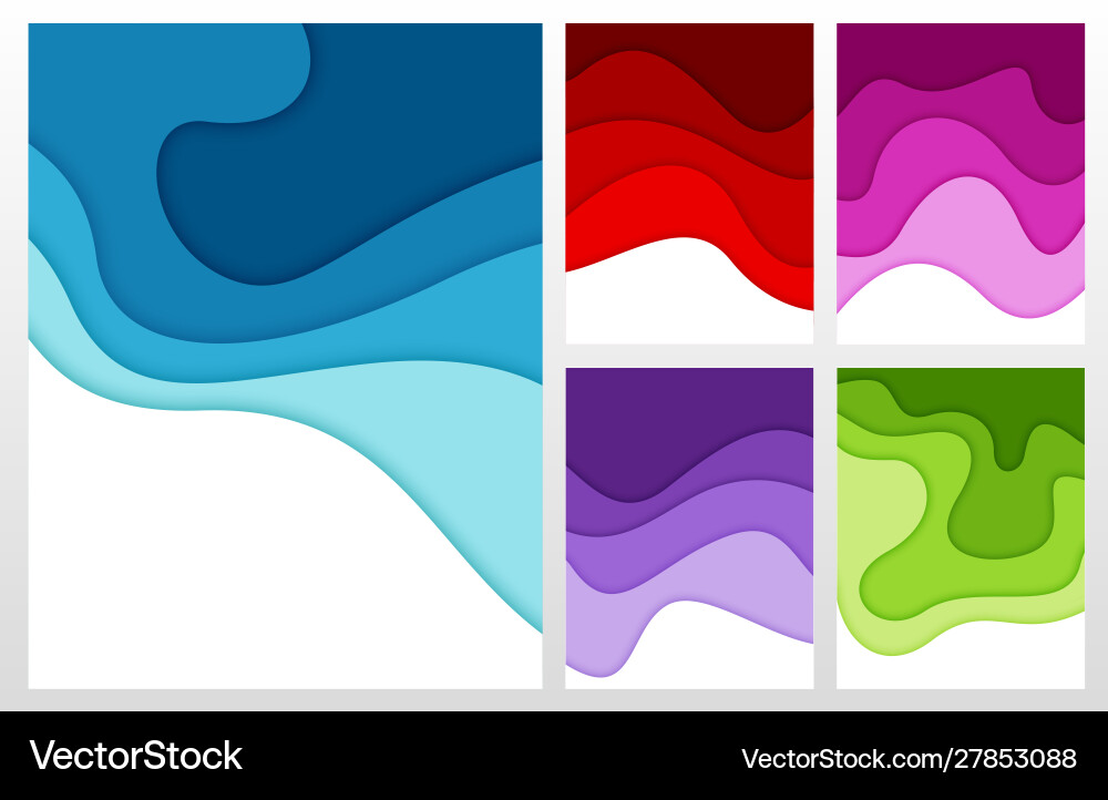 Set 3d abstract background and paper cut shapes Vector Image
