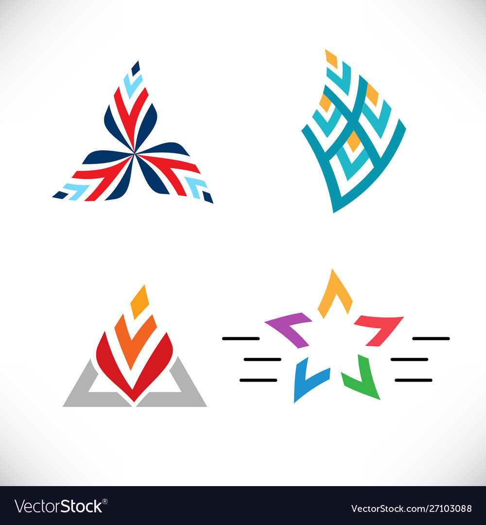Set icon in flat style triangle star and Vector Image