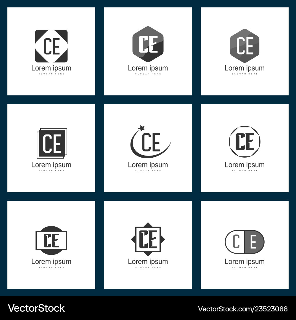 Set of letter logo initial ce template design Vector Image