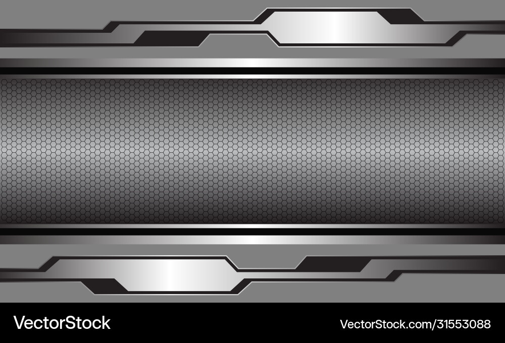 Silver grey glossy metallic cyber black hexagon Vector Image