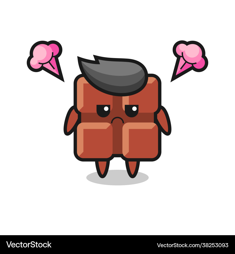 Annoyed expression cute chocolate bar Royalty Free Vector