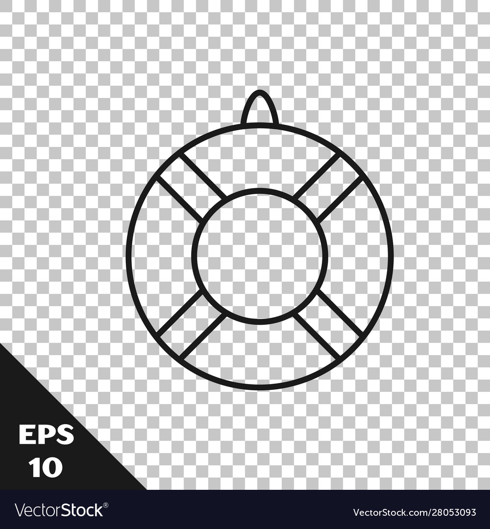 Black line lifebuoy icon isolated on transparent Vector Image