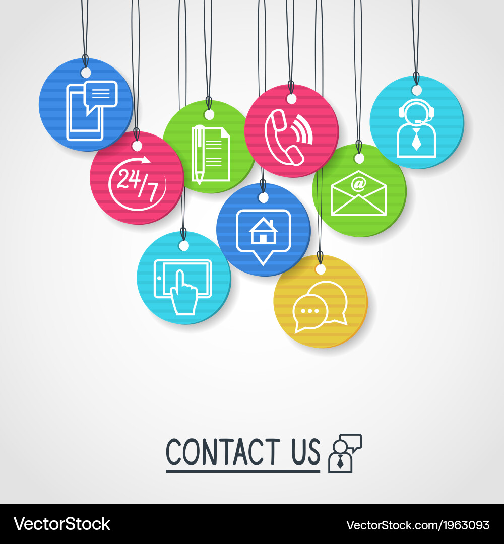 Contact us cardboard labels and tags set Vector Image