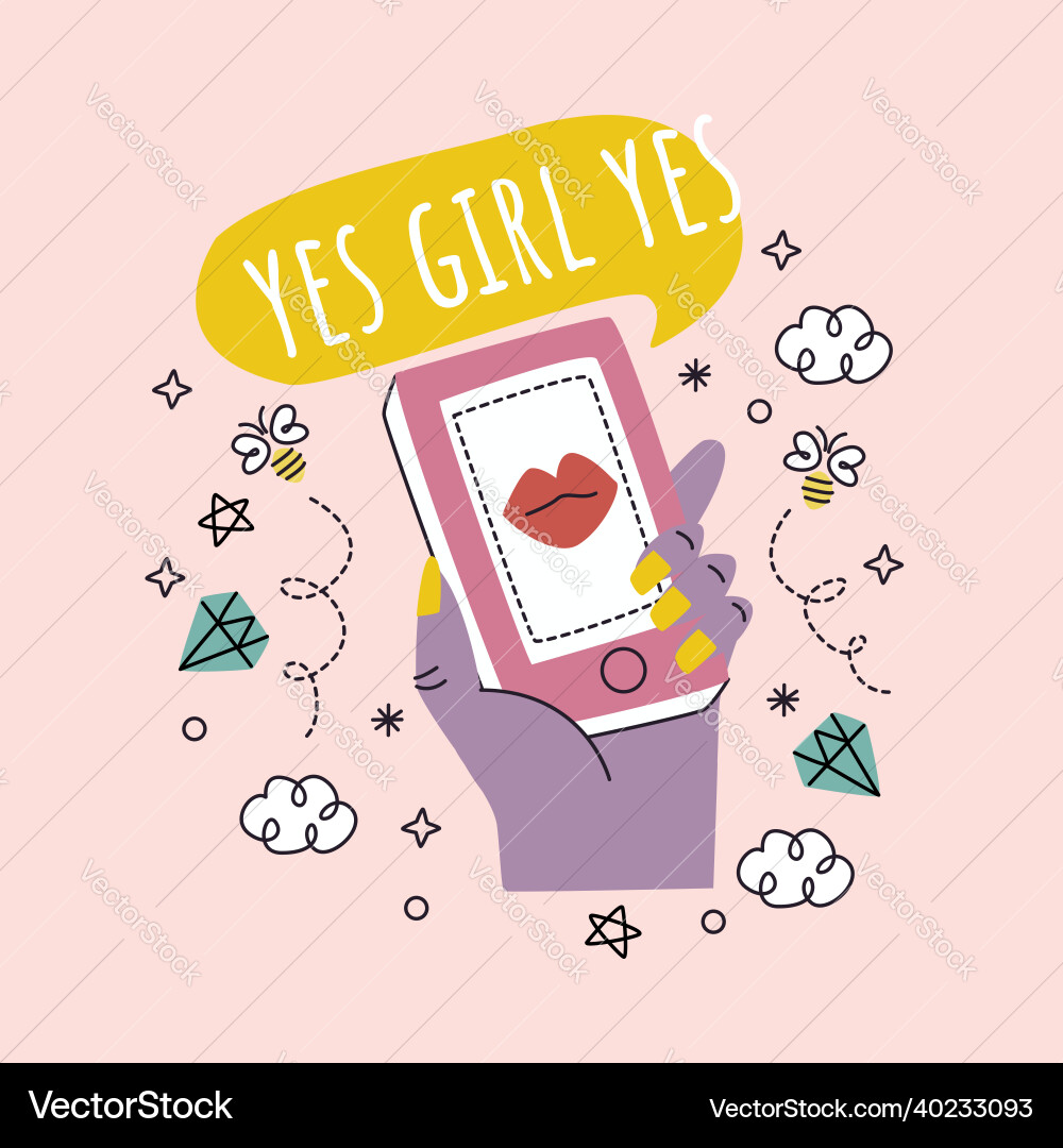 Doodle hand drawn girl power sticker flat design Vector Image