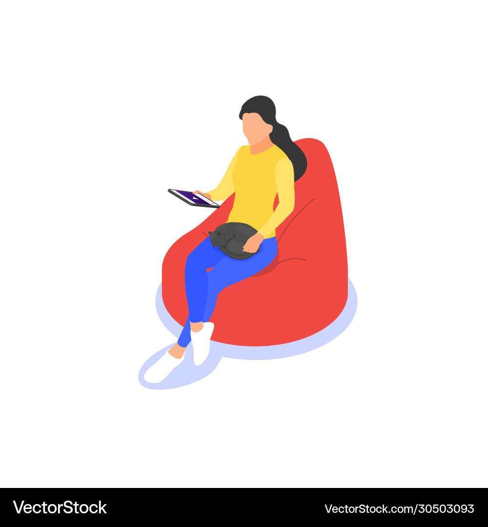 Girl is studying online courses on a tablet Vector Image