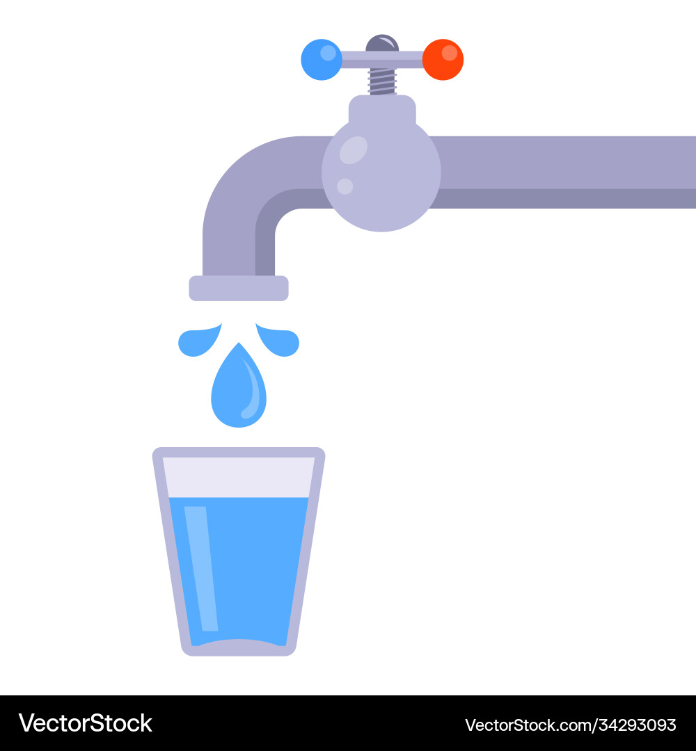 Glass water from tap on a white background Vector Image