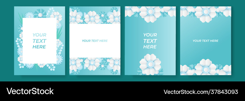 Minimalist flower card template set with paper Vector Image