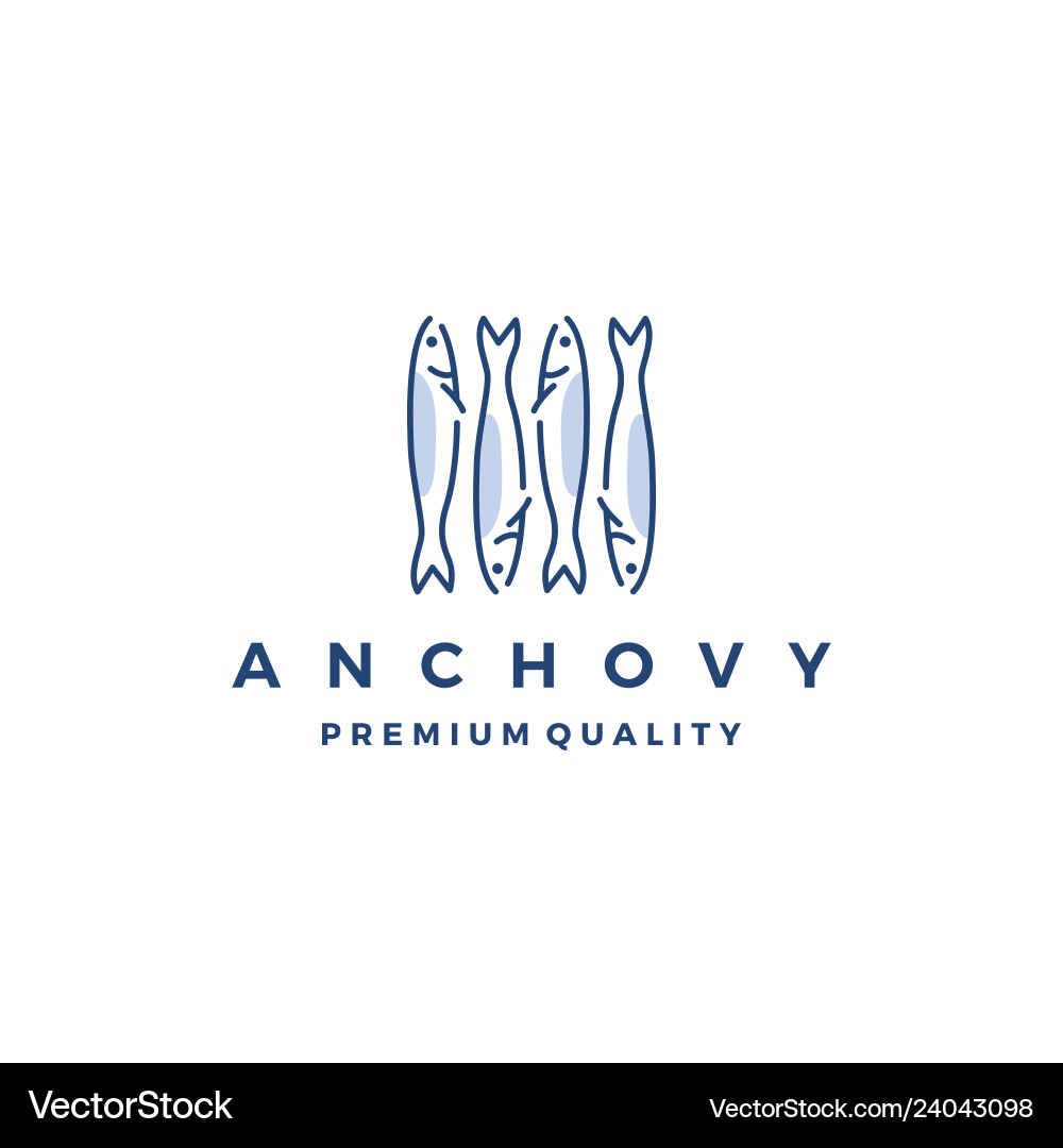 Anchovy fish logo icon seafood Royalty Free Vector Image