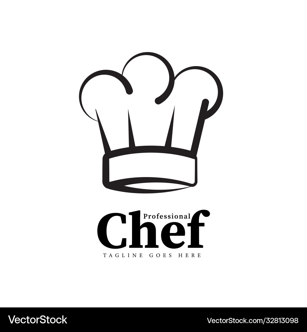 Black white chef line art logo concept Royalty Free Vector