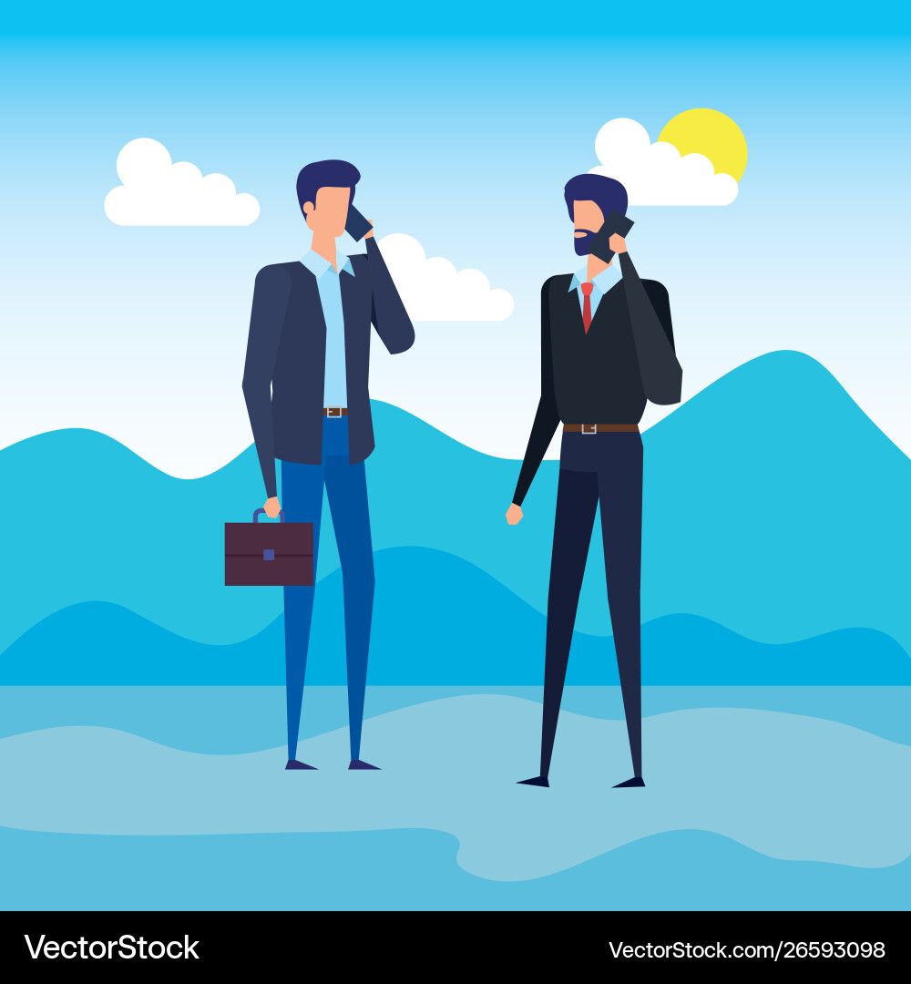 Businessmen workers calling with cellphones Vector Image