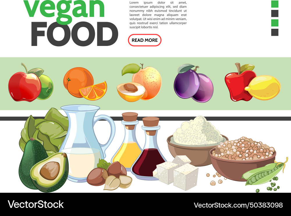 Cartoon vegetarian food elements collection Vector Image