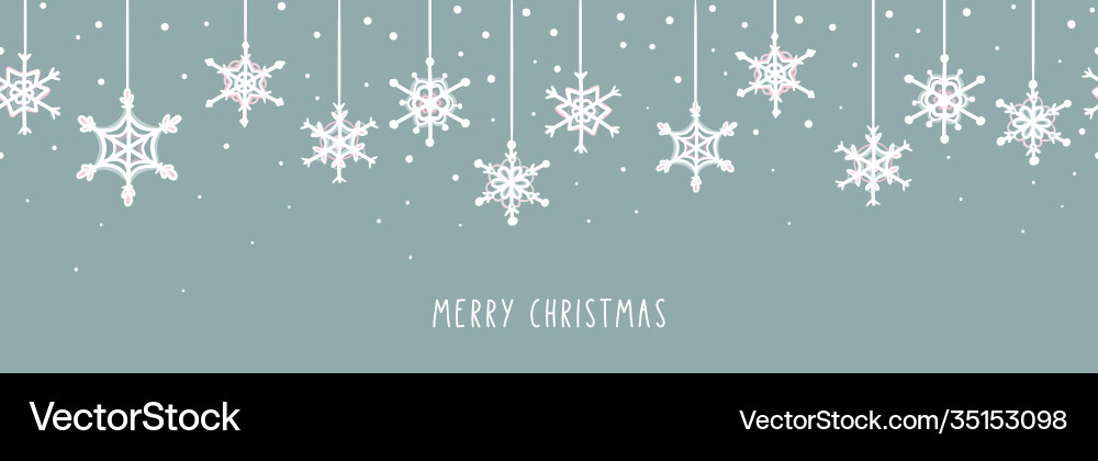 Lovely hand drawn snowflakes horizontal seamless Vector Image