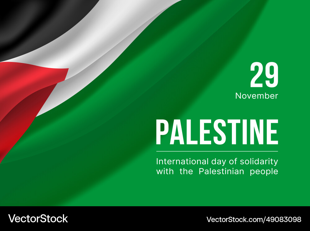 Palestine country realistic flag and text Vector Image