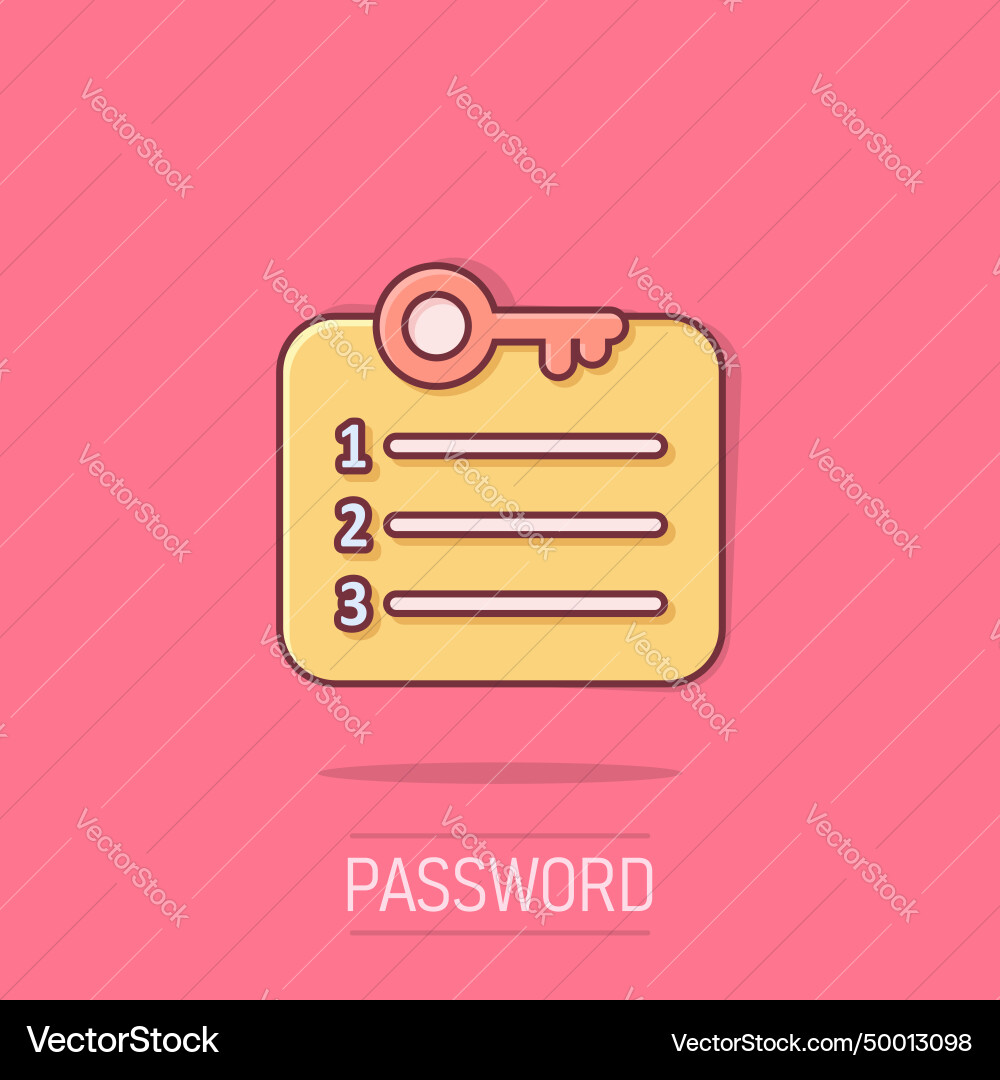Password account icon in comic style keyword Vector Image