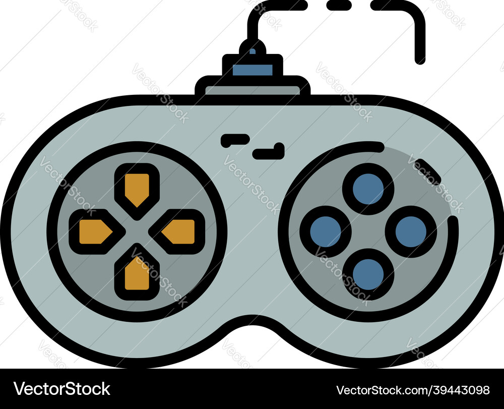 Play joystick icon color outline Royalty Free Vector Image