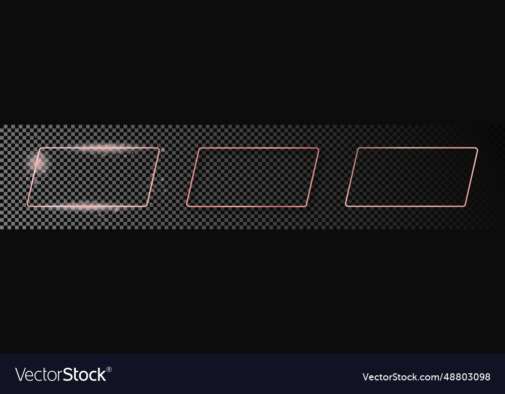 Rose gold glowing rounded rectangular shape frame Vector Image