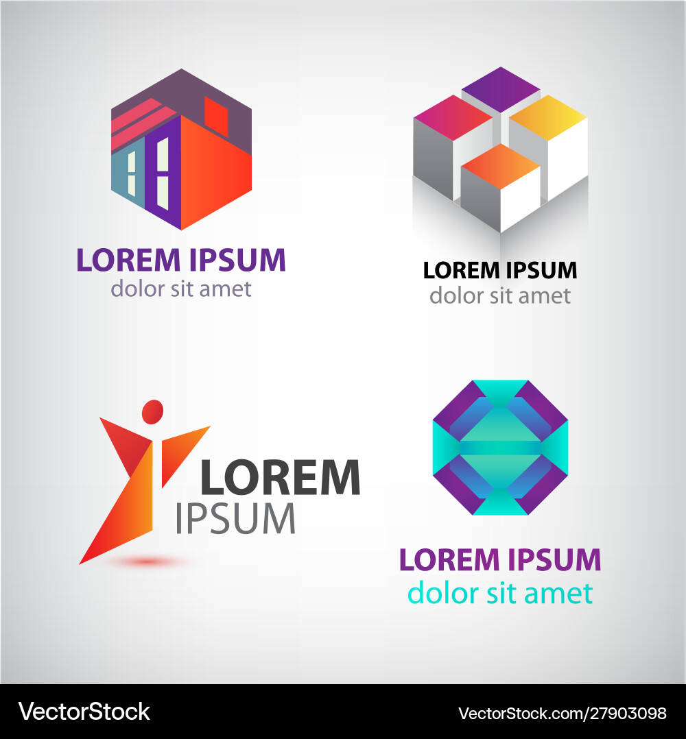 Set abstract shapes logos icons isolated Vector Image
