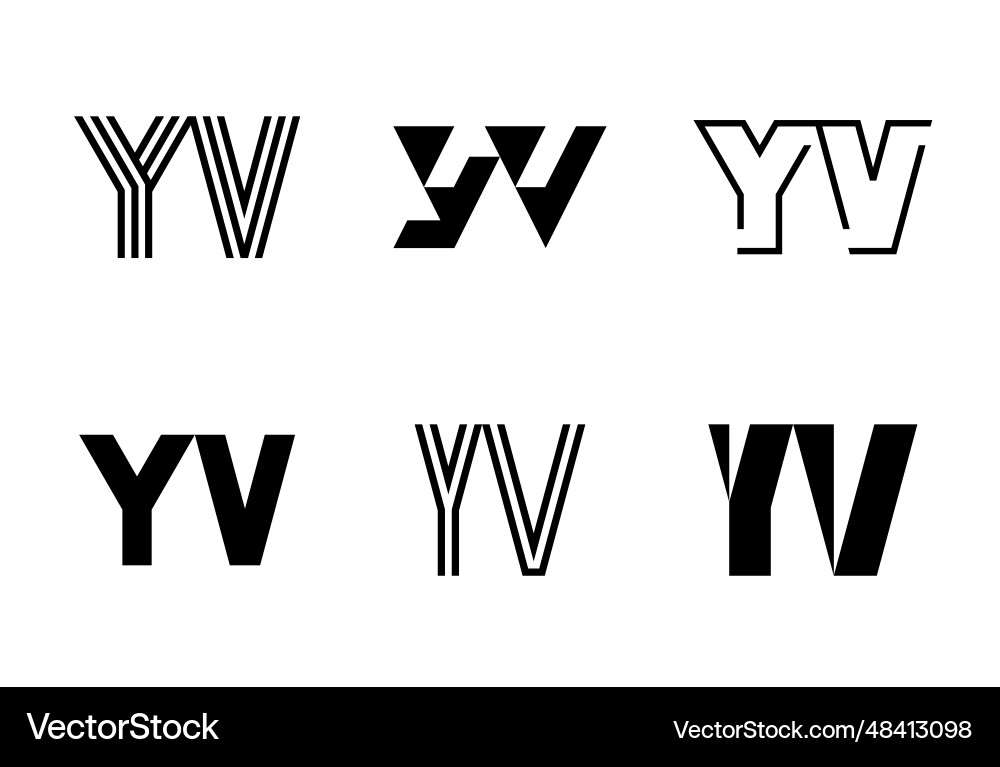 Set of letter yv logos Royalty Free Vector Image