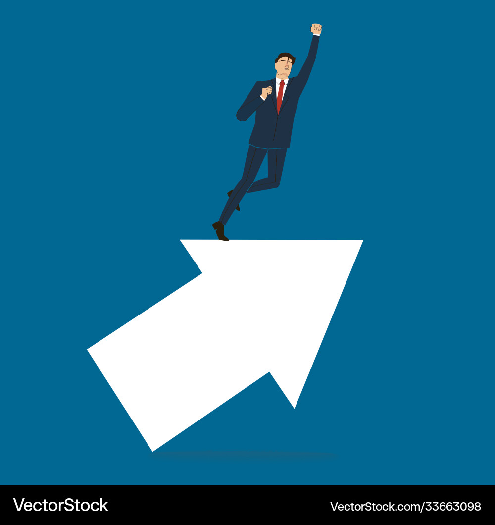 Successful businessman on arrow icon Royalty Free Vector