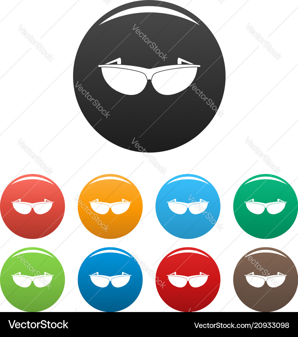Sunglasses icons set color Royalty Free Vector Image