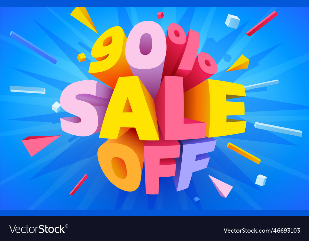 90 percent off discount creative composition Vector Image