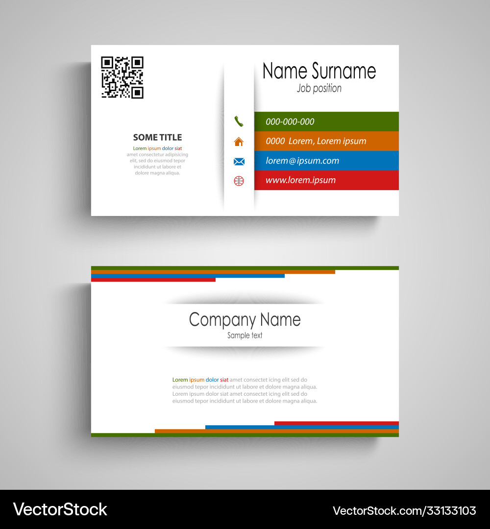 Business card with colored design stripes Vector Image