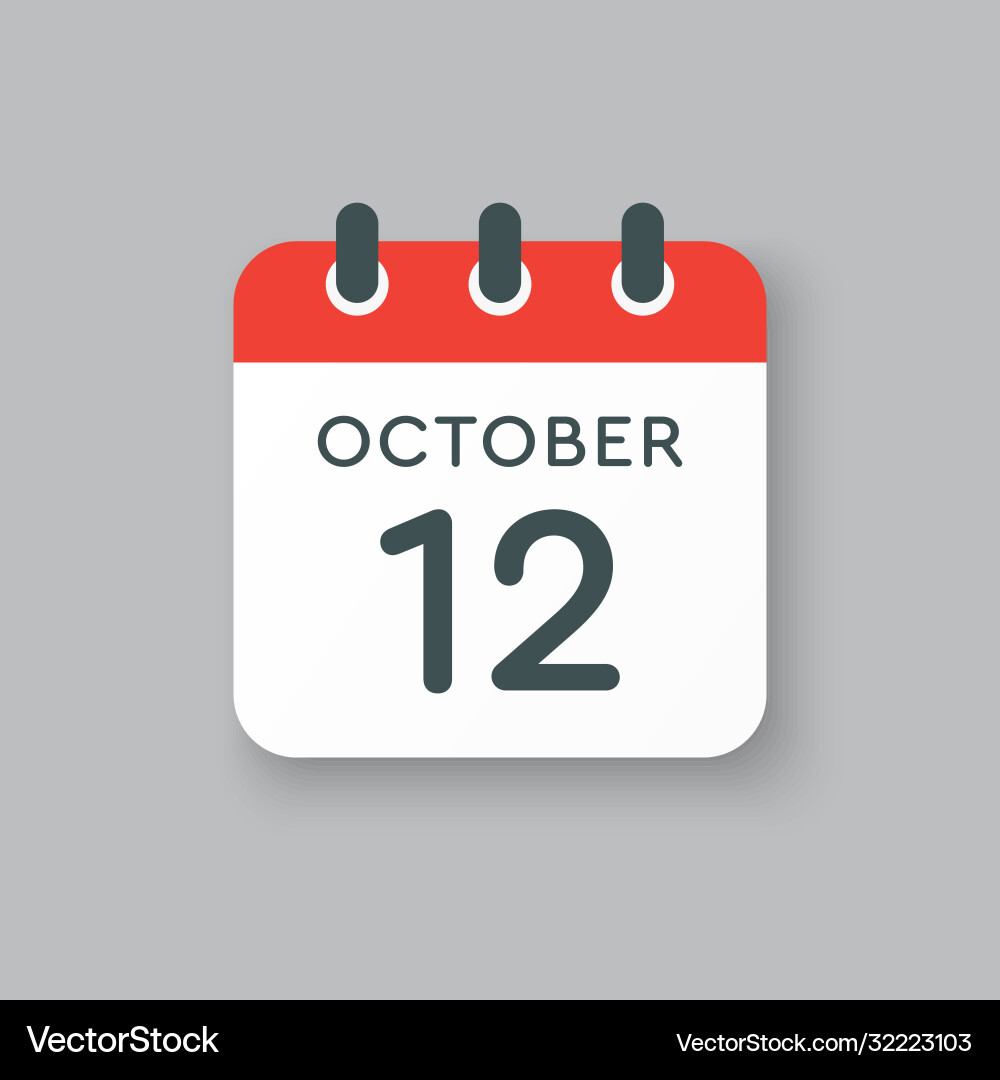 Calendar icon day 12 october template date Vector Image