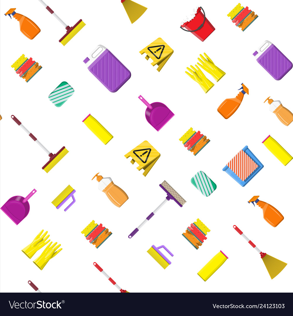 Cleaning set seamless pattern Royalty Free Vector Image