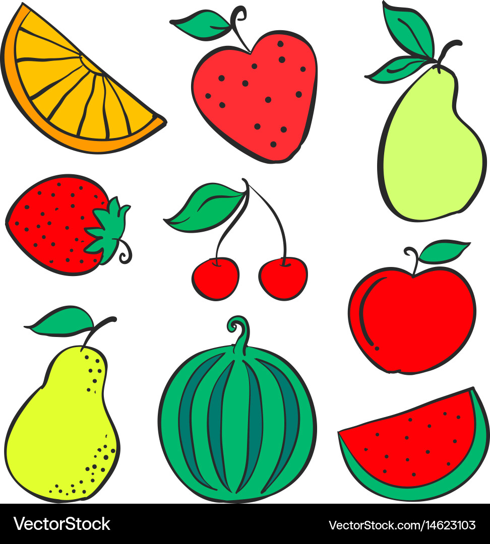 Doodle of fruit various collection stock Vector Image