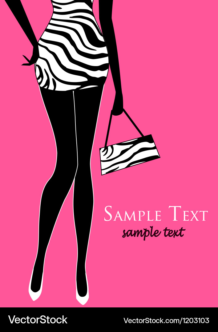 Female legs zebra patterned retro dress Royalty Free Vector