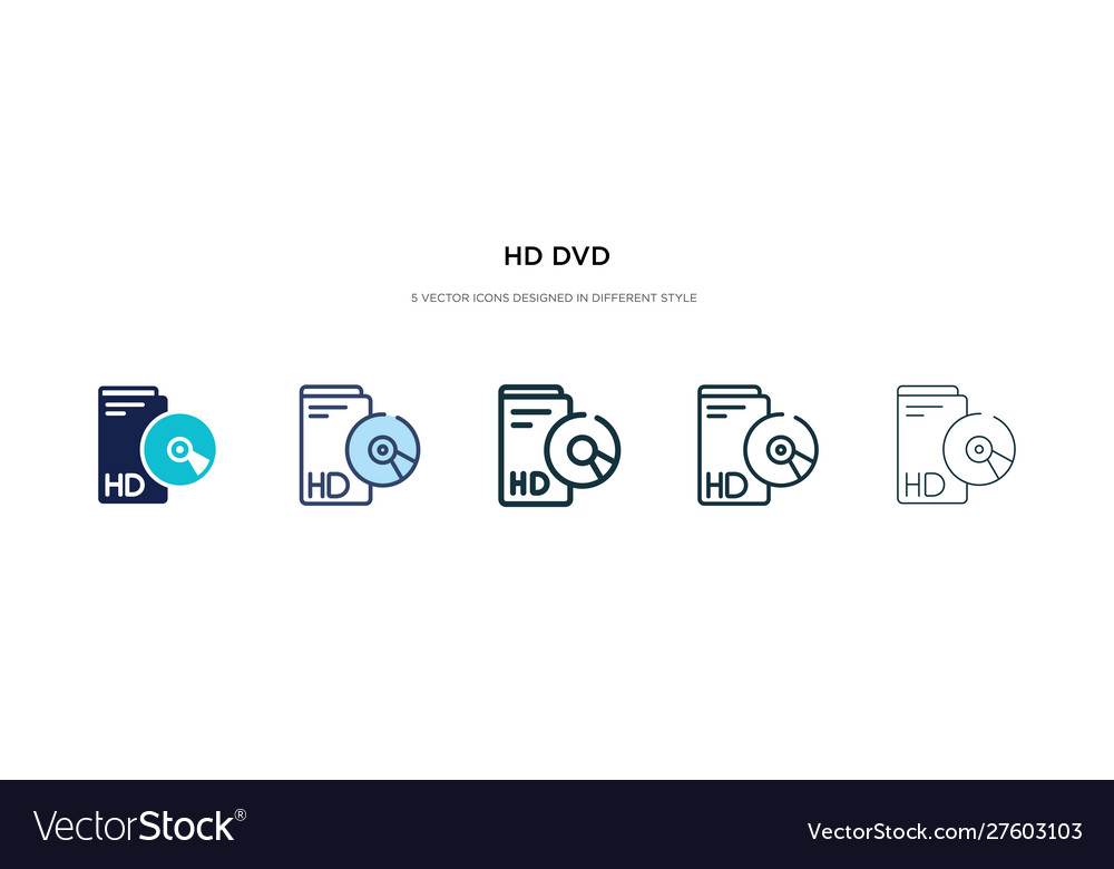Hd dvd icon in different style two colored Vector Image