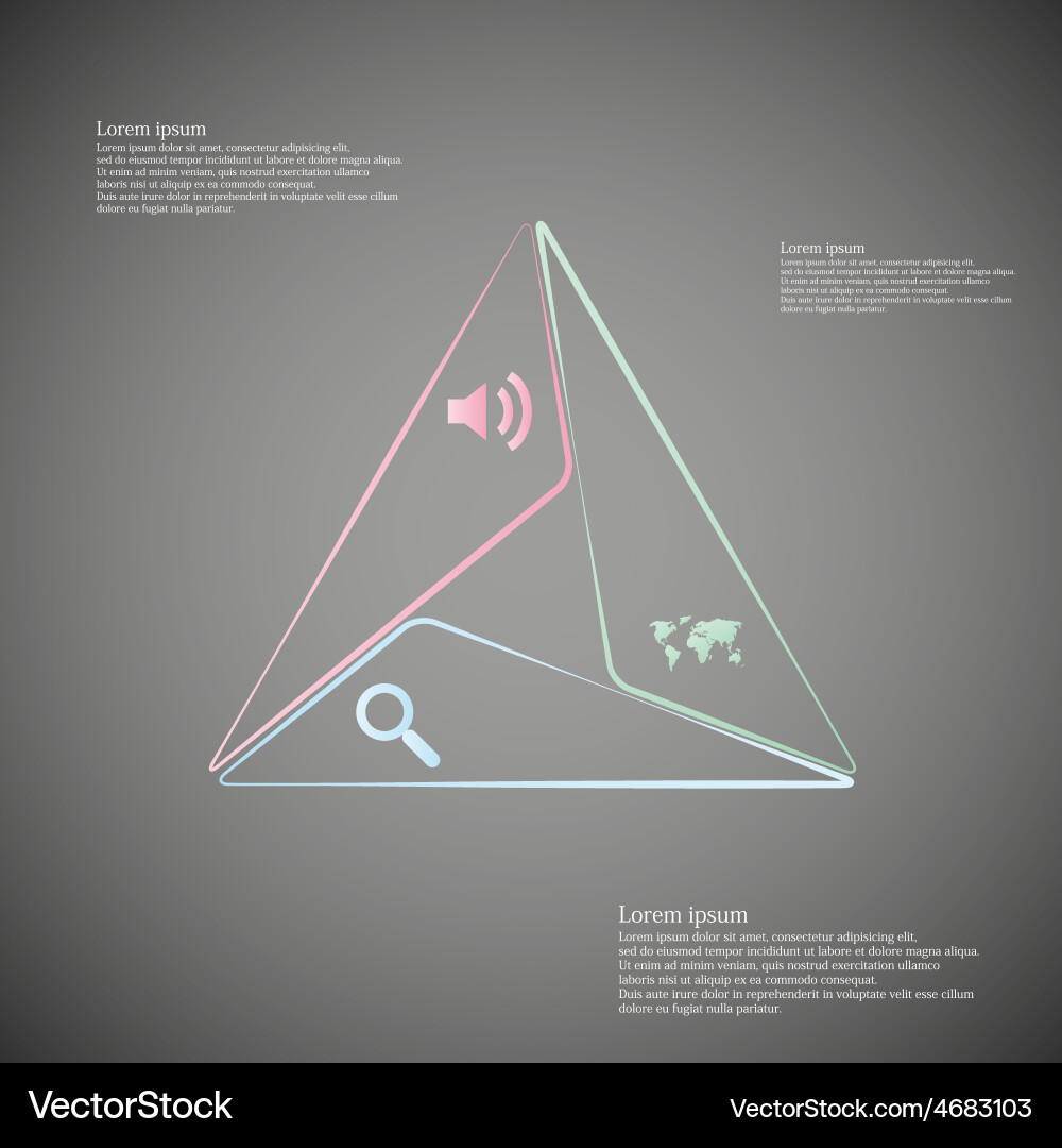 Infographic consists of three triangles from lines