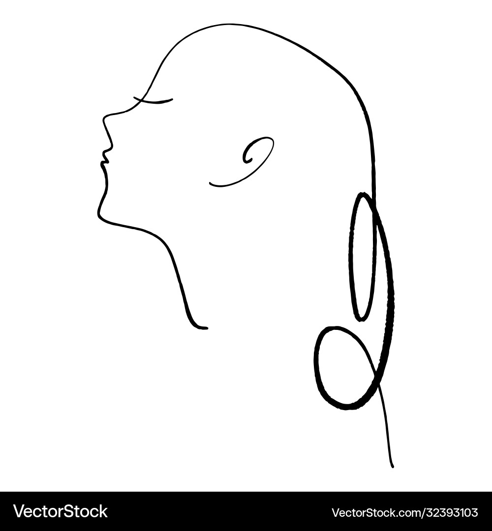 Line art girl profile continuous line drawing Vector Image