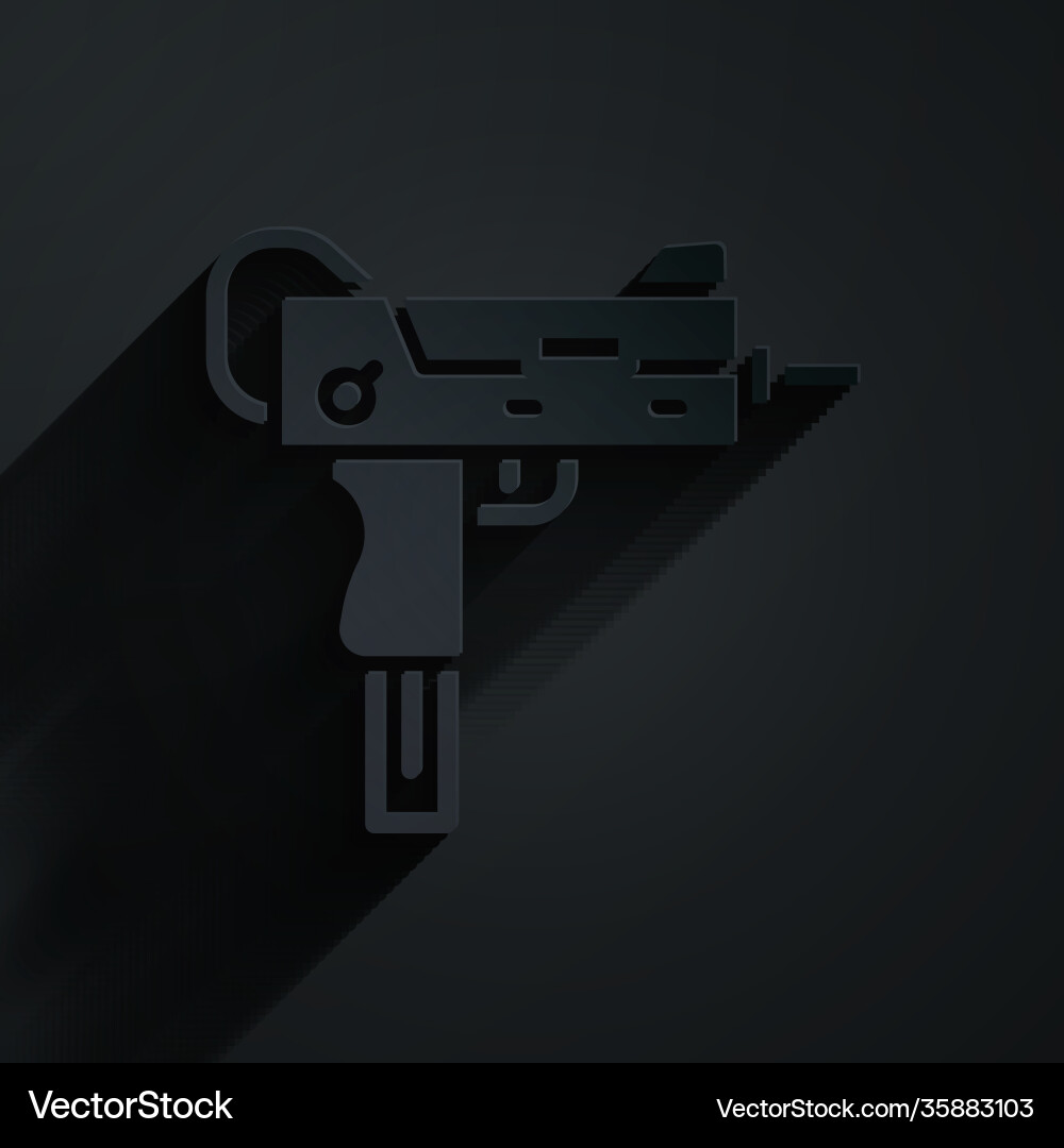 Paper cut uzi submachine gun icon isolated Vector Image