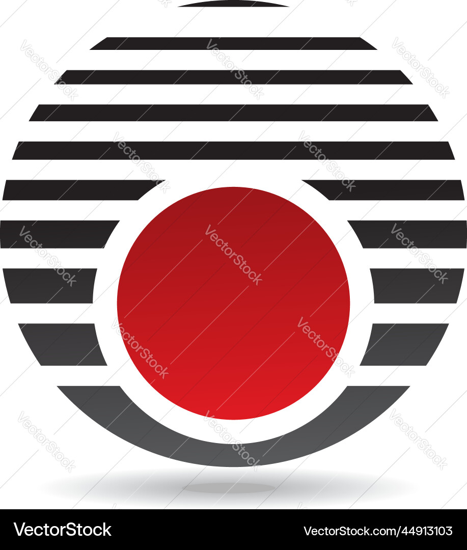 Red and black abstract striped round logo icon Vector Image