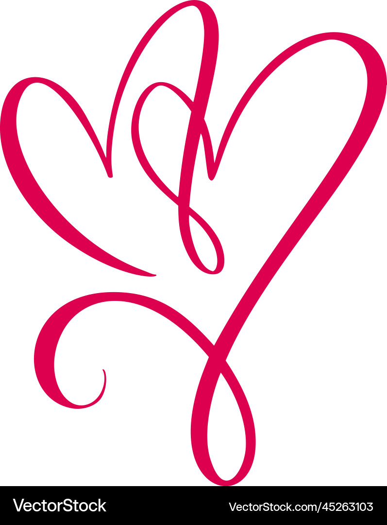 Red love two hearts logo sign romantic Royalty Free Vector