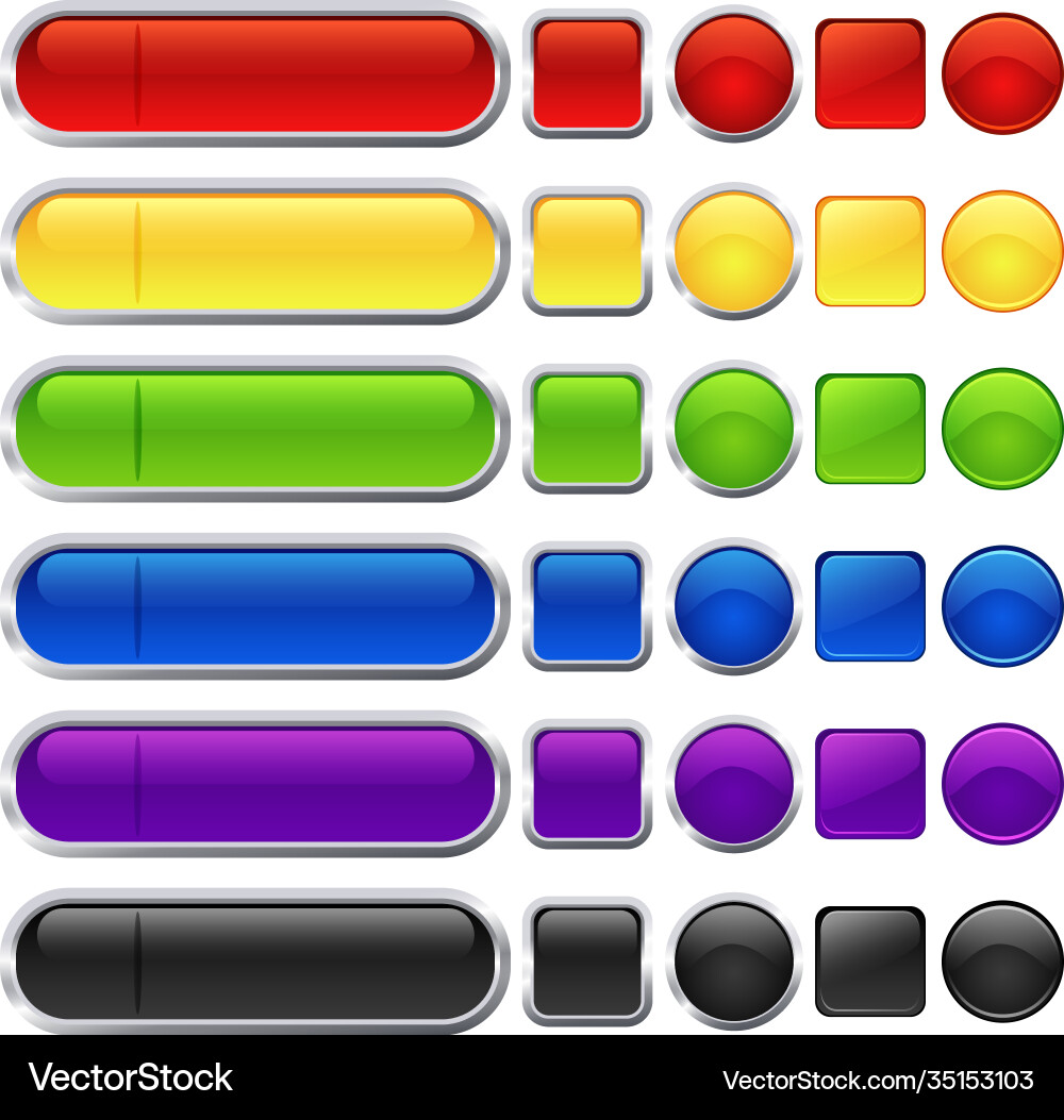 Set different shape and color blank web buttons Vector Image