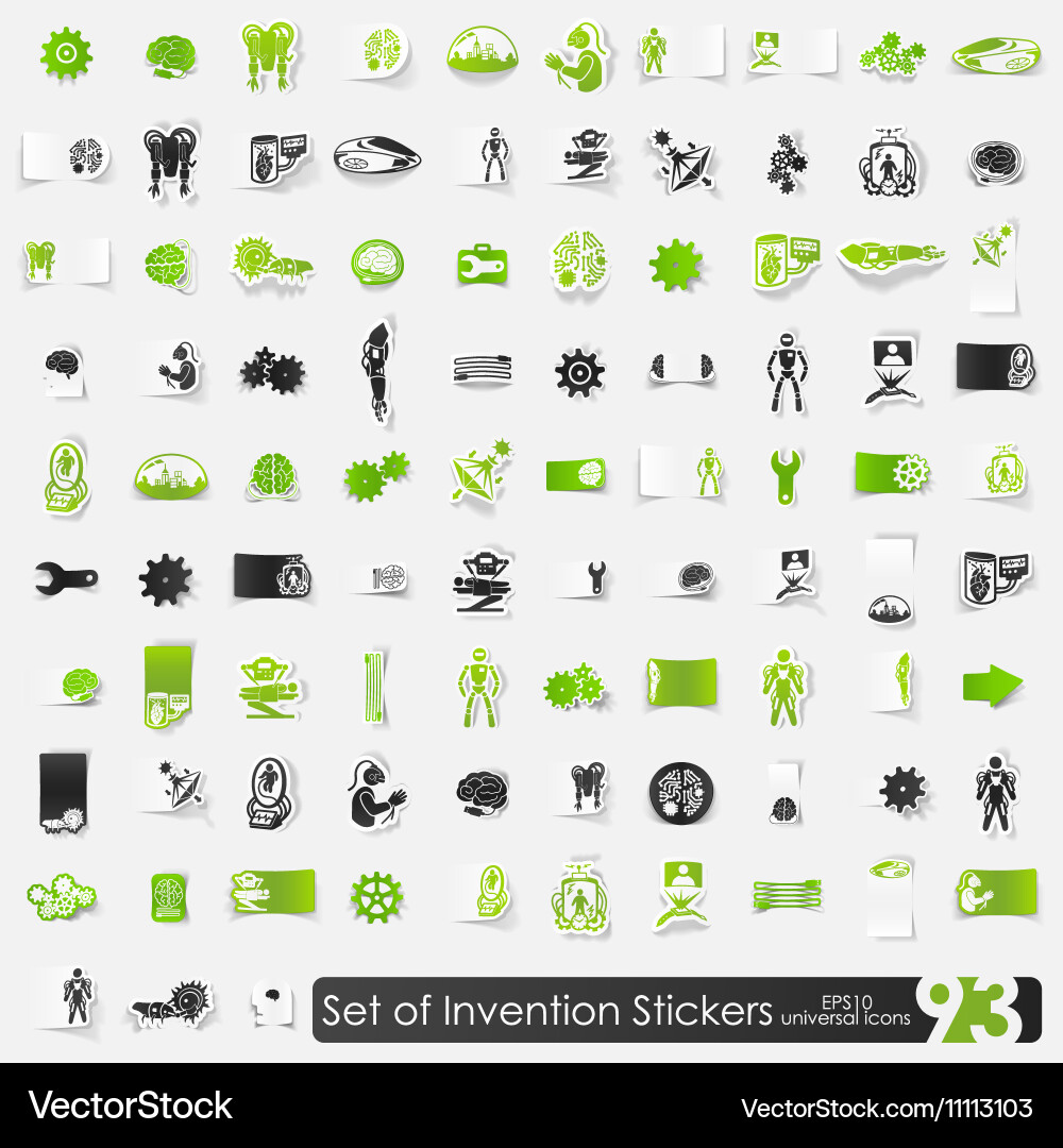 Set of invention stickers Royalty Free Vector Image