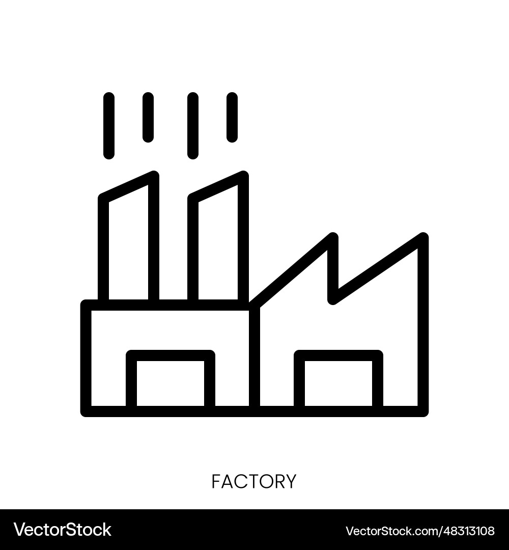 Factory icon line art style design isolated Vector Image