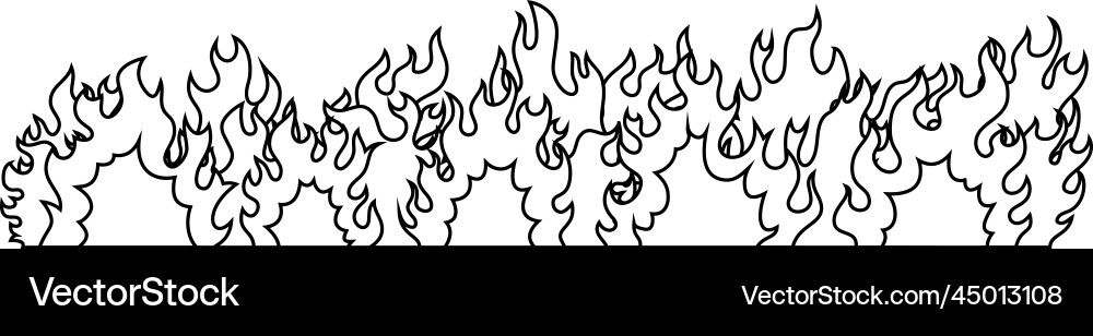 Flame burning in a wide range outline Royalty Free Vector