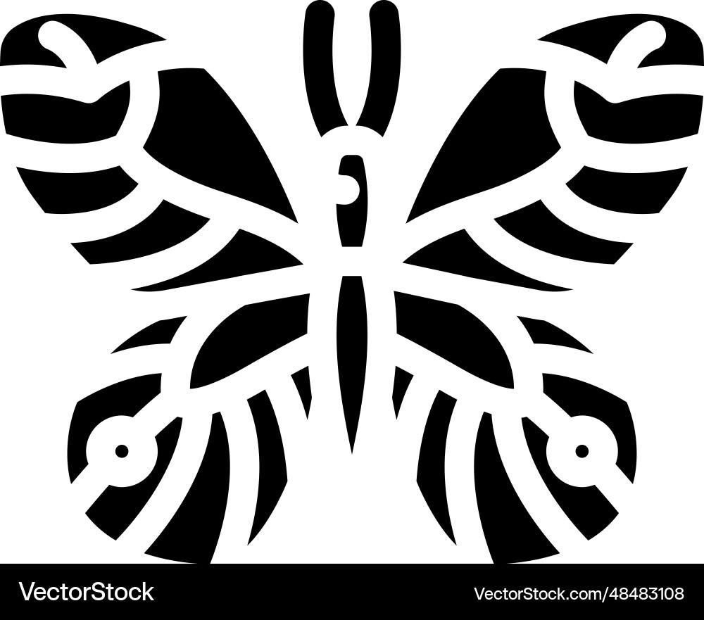 Glasswing butterfly spring glyph icon Royalty Free Vector
