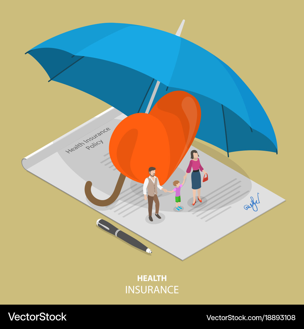 Health insurance flat isometric concept Royalty Free Vector